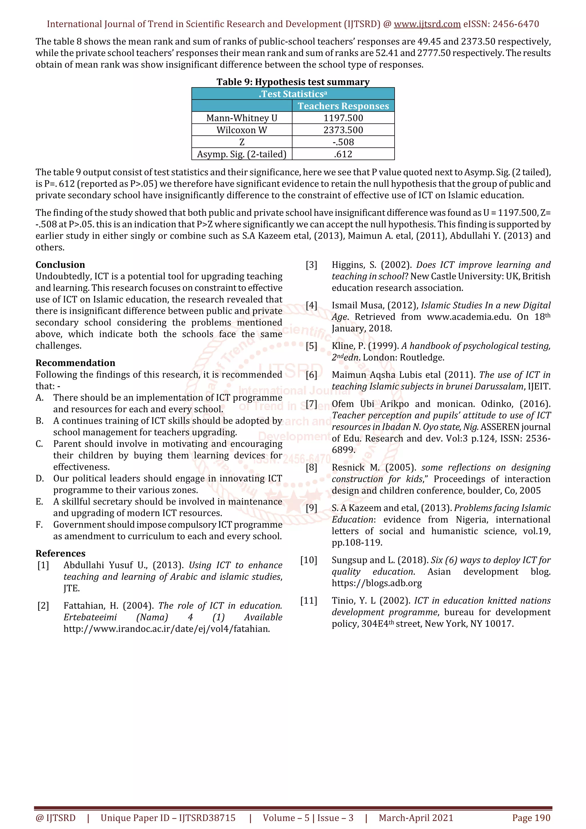Constraint to Effective use of ICT on Islamic Education A Critical ...