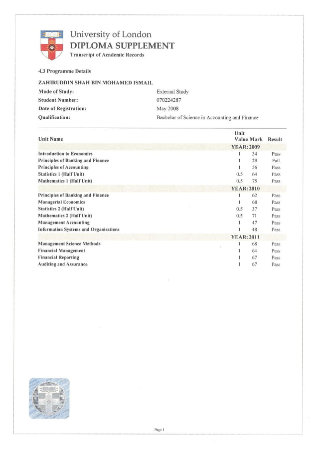 Degree Transcript | PDF