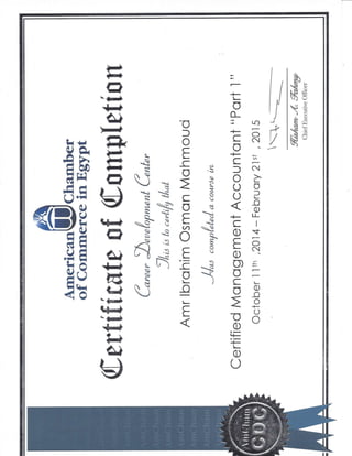 CMA Certificate - Amr Osman | PDF