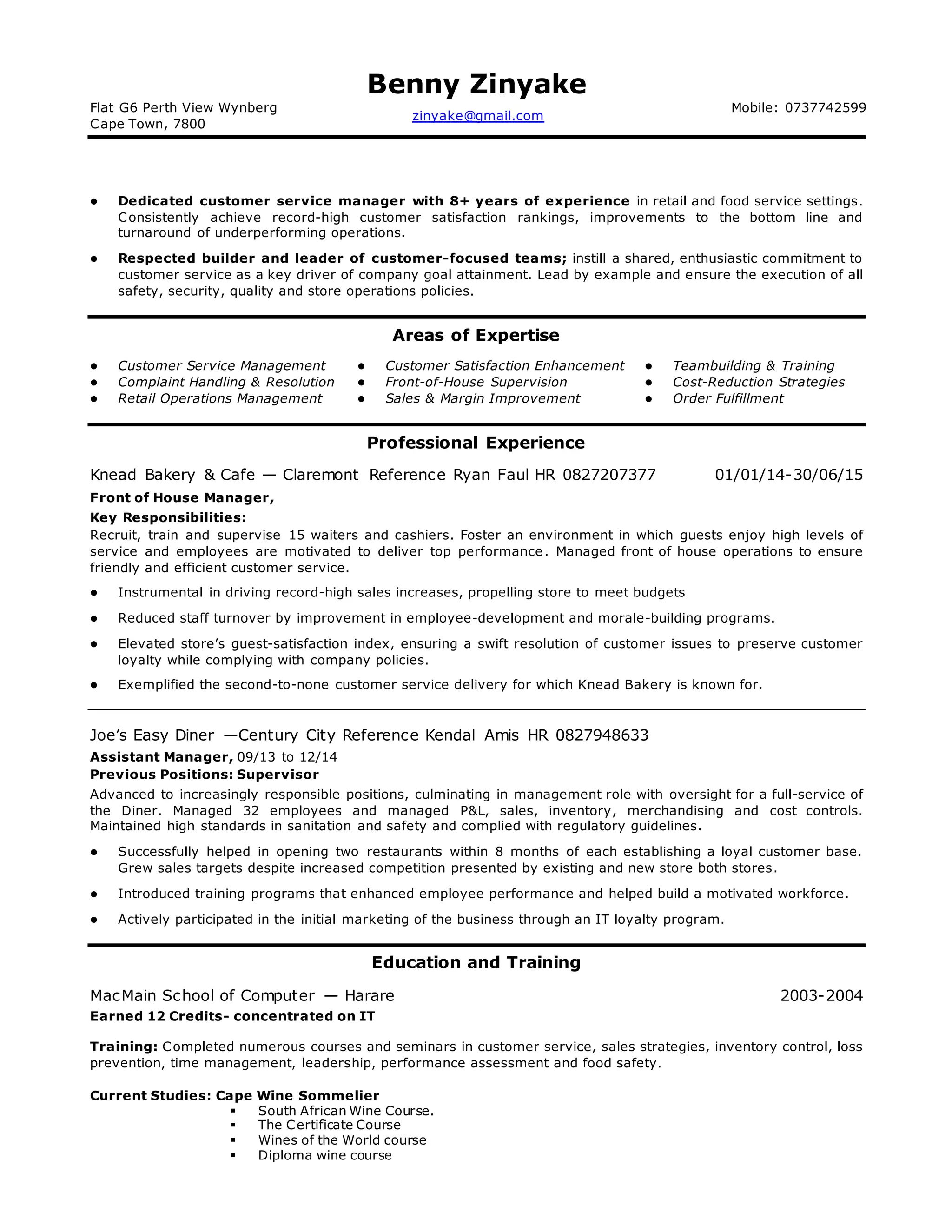 Benny Resume | DOCX