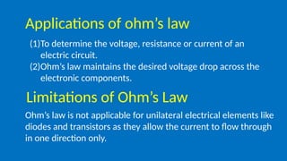 Ohm’s law electrical engineering first semester | PPTX