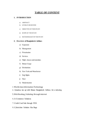 Practise of MIS In Bangladesh Biman Airline | DOCX