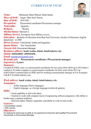 M.MAHMOUD CV ENGLISH | PDF