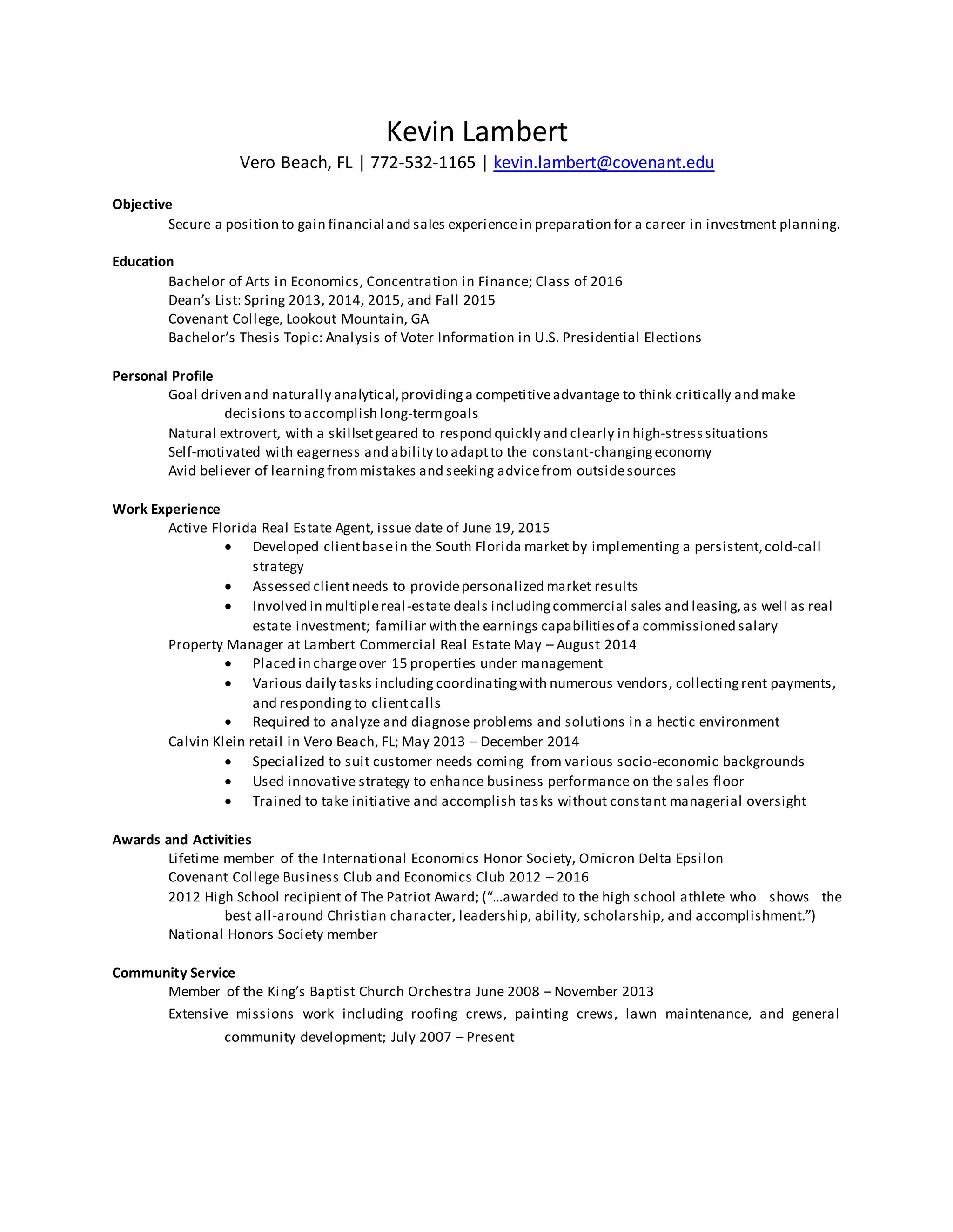 Kevin Lambert - Resume | PDF