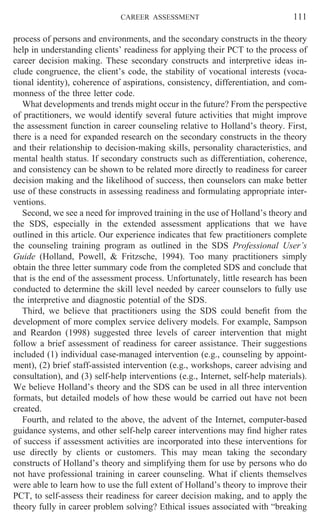 JOURNAL OF HOLLAND'S THEORY AND CAREER ASSESSMENT | PDF | Resume ...