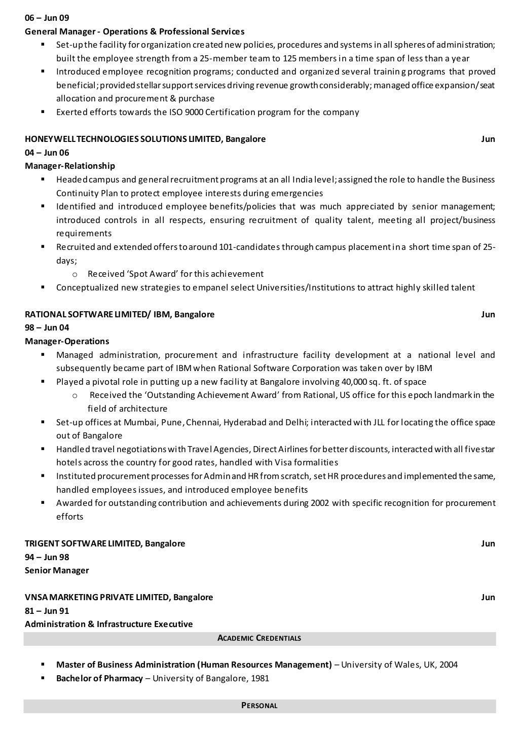 BMS CV 10.06.2016 Operations Admin,Facility, HR