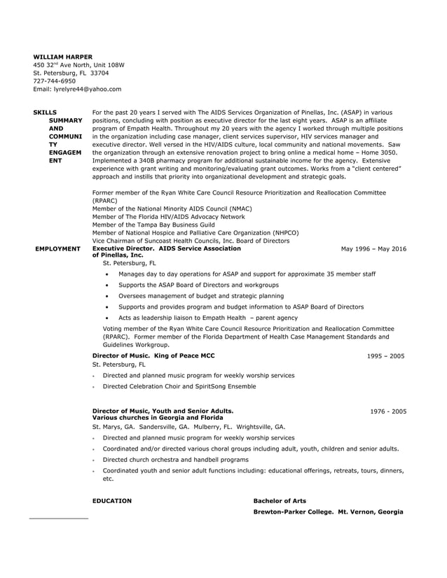 Resume - William Harper - 2016 | PDF