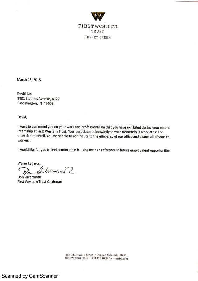 Recommendation letter from FWT | PDF | Cameras and Camcorders | Consumer Electronics