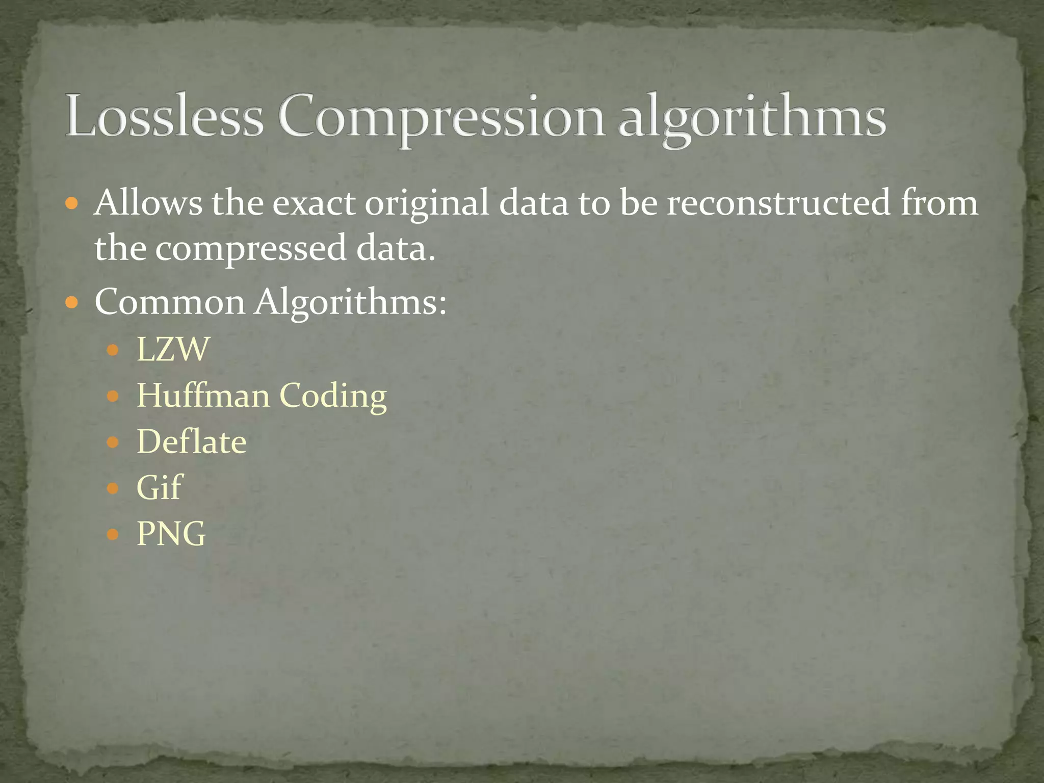 Addition based lossless Image Compression | PPTX