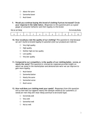 Clothing Survey Questions