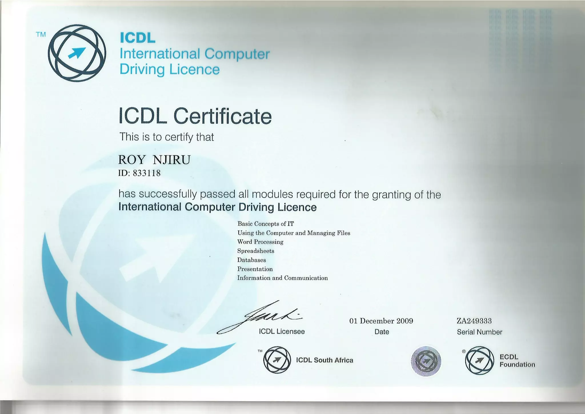 IAT ICDL Certificate | PDF