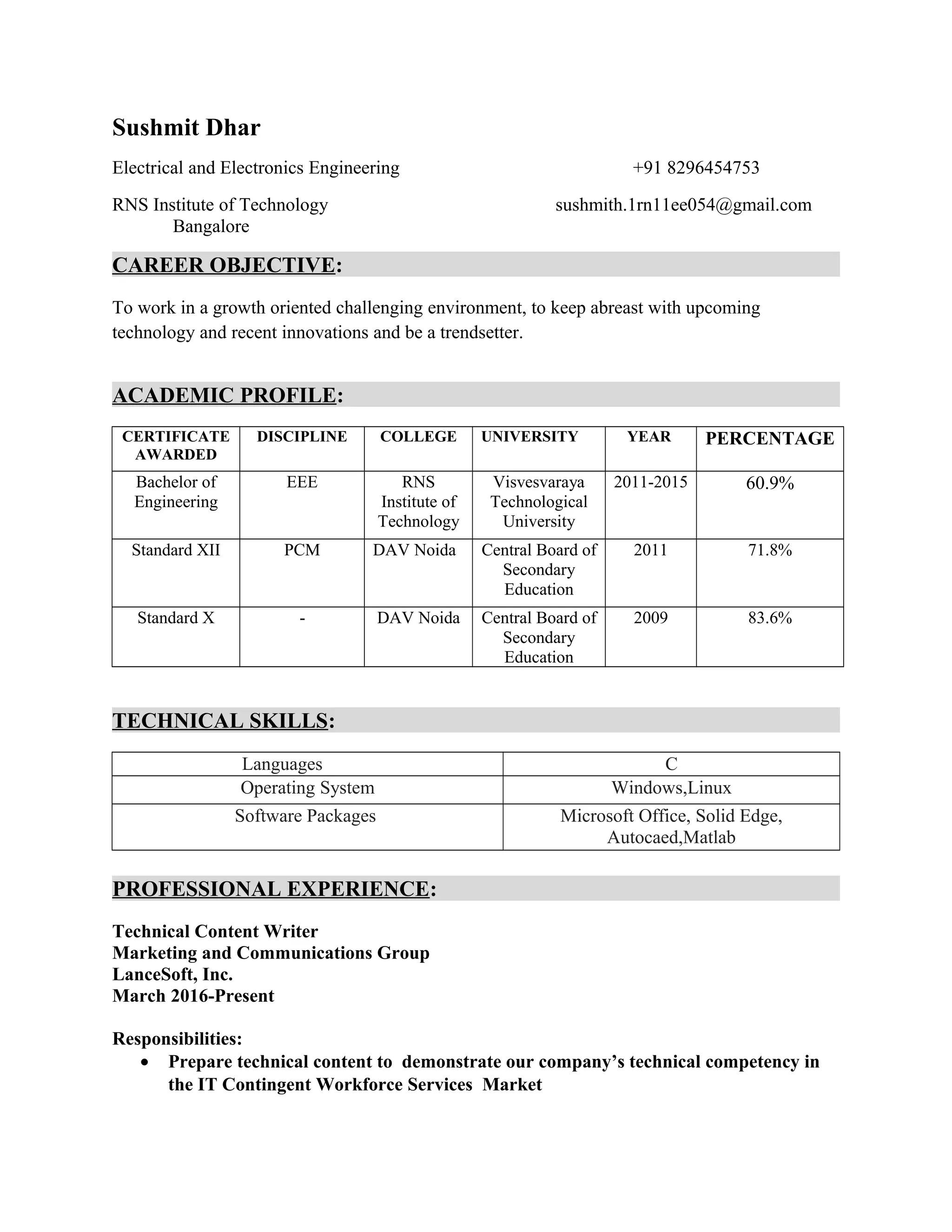 Resume SUSHMIT | DOC