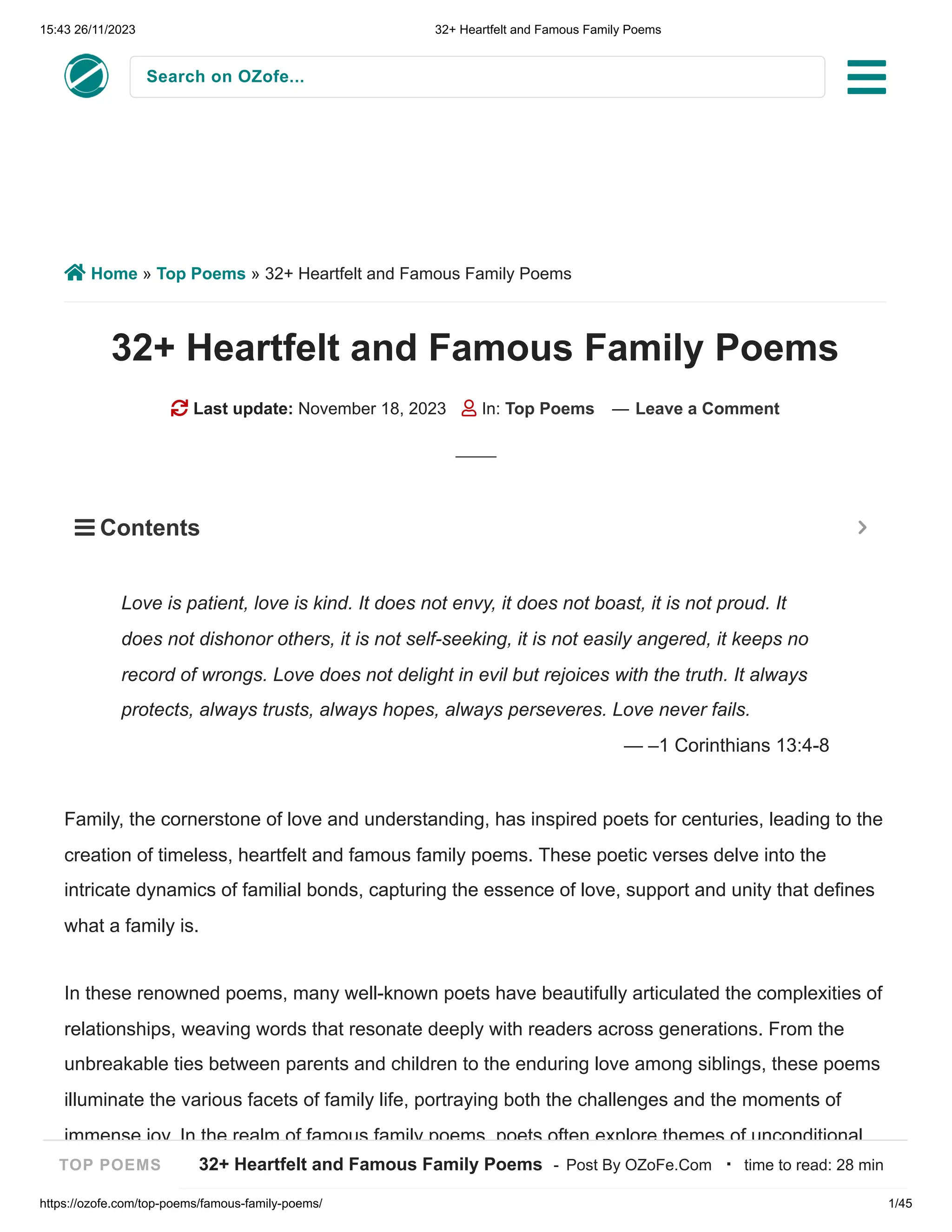 30 Famous Family Poems | PDF