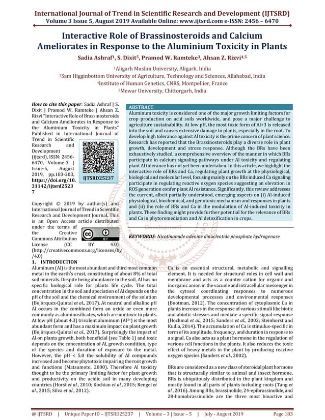 Interactive Role of Brassinosteroids and Calcium Ameliorates in ...