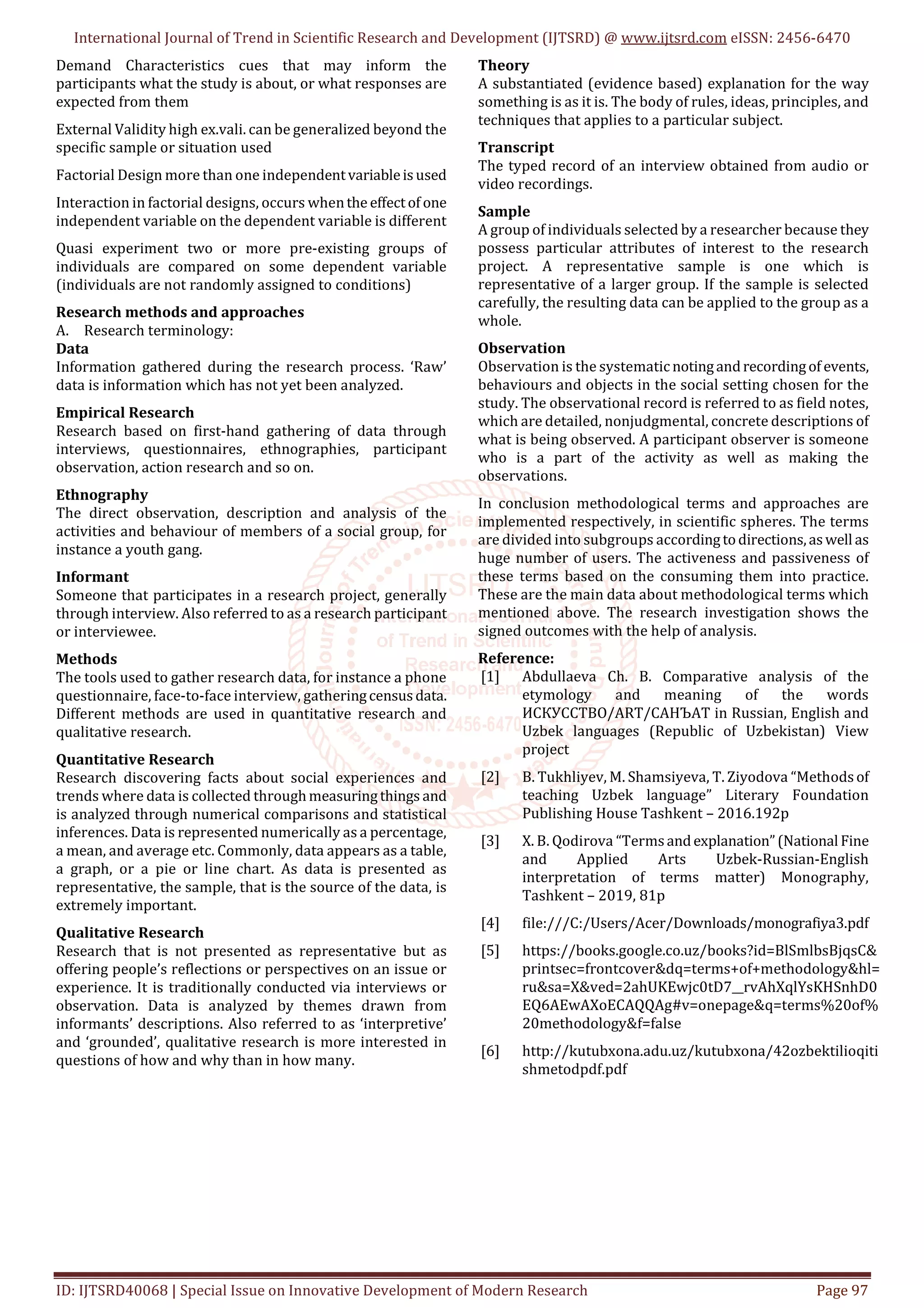 Methodological Terms | PDF | Science