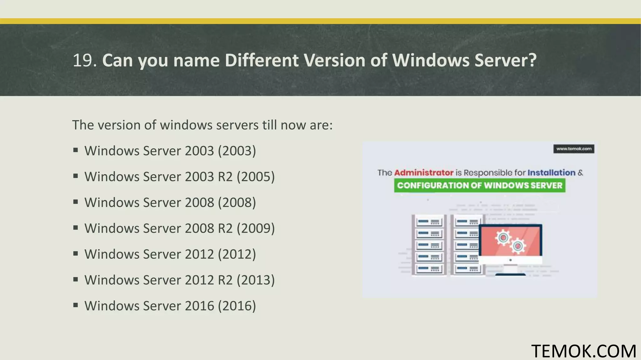 32 Most Commonly Asked Windows Server Administrator Interview Questions (With Answers) | PPT