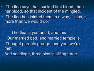 The Renaissance Literature Topic –The Flea - Death be not proud | PPT