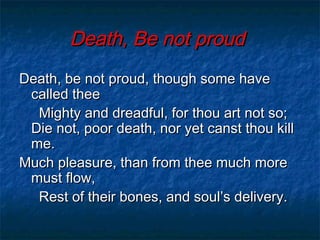 The Renaissance Literature Topic –The Flea - Death be not proud | PPT