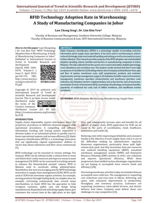 RFID Technology Adoption Rate in Warehousing A Study of Manufacturing ...