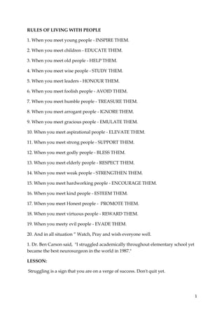 32) RULES OF LIVING WITH PEOPLE.pdf rules to follow | PDF