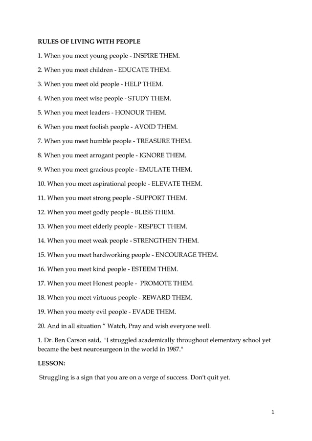 32) RULES OF LIVING WITH PEOPLE.pdf rules to follow | PDF