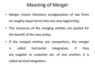 Meaning & Reasons, Calculation of Merger Effects | PPTX