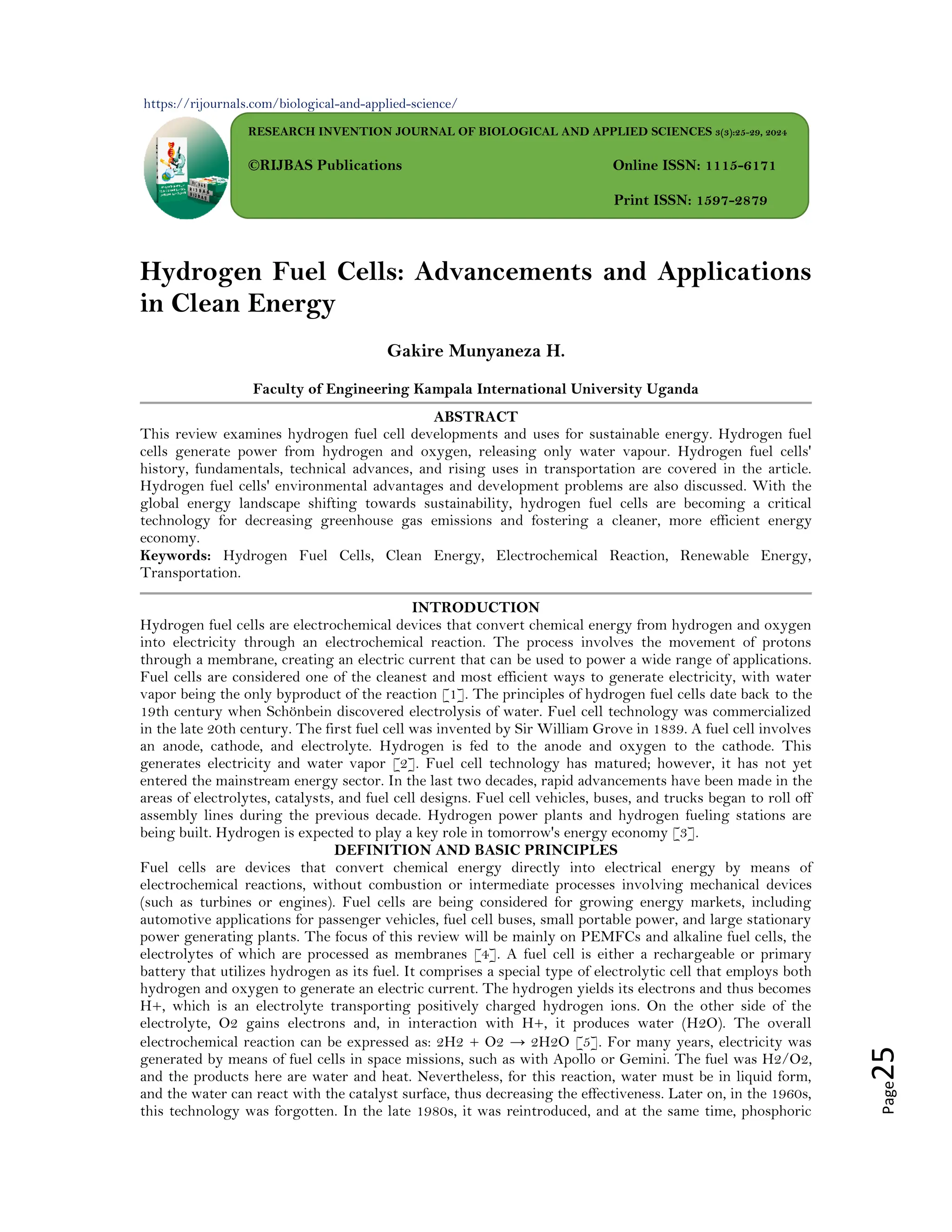 Hydrogen Fuel Cells: Advancements and Applications in Clean Energy (www ...