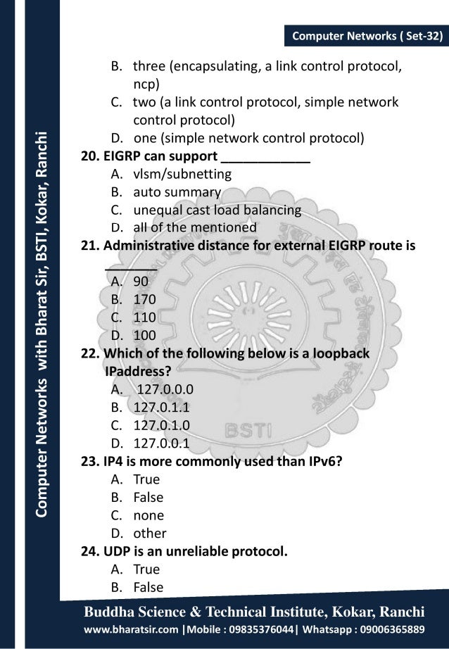 BSTI-BharatSir : Computer Network , Set-32 | PDF