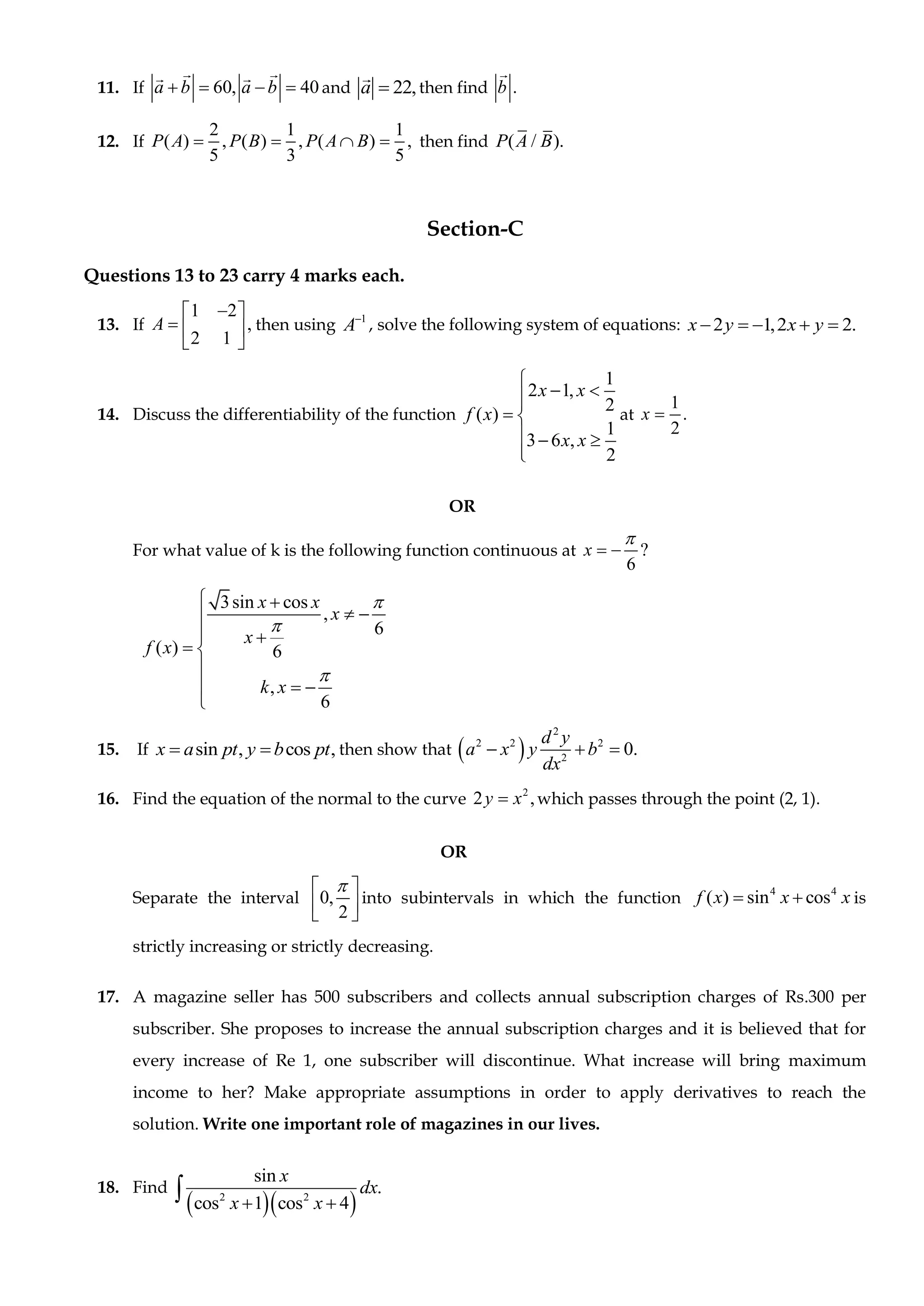 Changed pattern of CBSE Class XII Mathematics -2016-17-with_marking ...