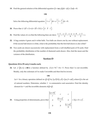 Changed pattern of CBSE Class XII Mathematics -2016-17-with_marking_scheme | PDF