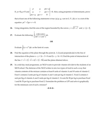 Changed pattern of CBSE Class XII Mathematics -2016-17-with_marking_scheme | PDF