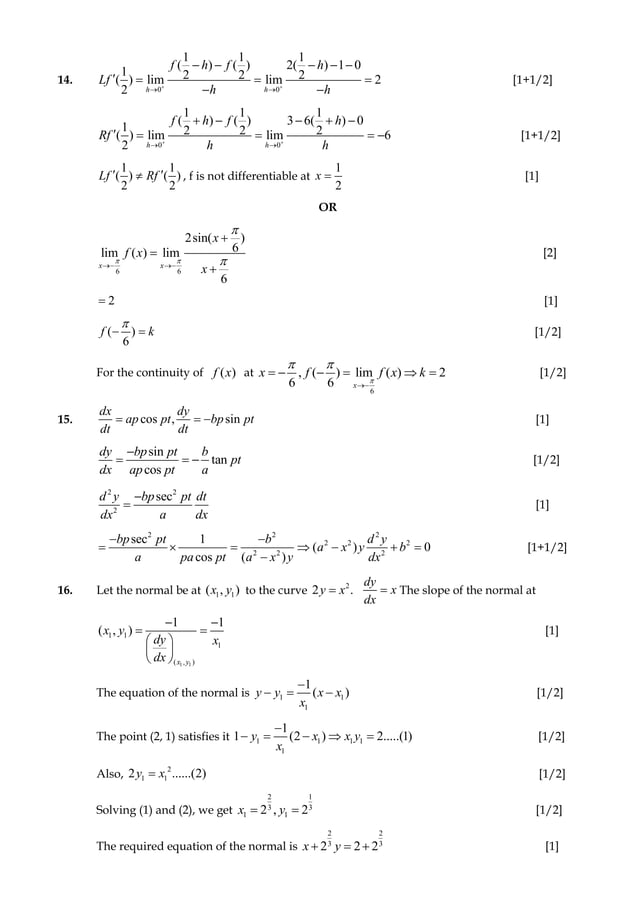 Changed pattern of CBSE Class XII Mathematics -2016-17-with_marking_scheme | PDF