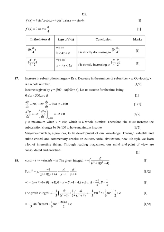 Changed pattern of CBSE Class XII Mathematics -2016-17-with_marking_scheme | PDF