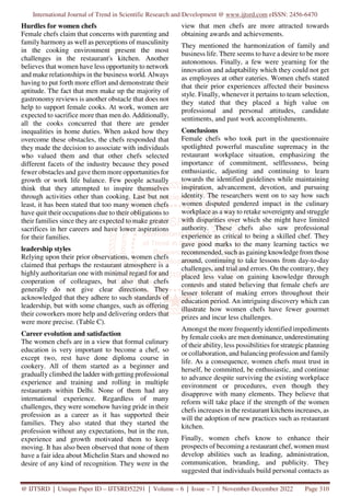 Women Chefs Workplace Integrity in Commercial Eateries Challenges and ...
