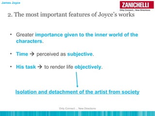 James Joyce slide "Only connect...New directions" |ZANICHELLI| | PPT