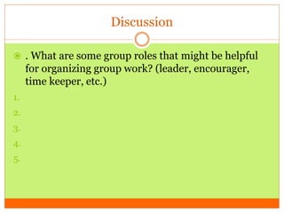 33. conversation starters, group project introduction | PPT