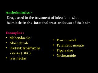 33.antiamoebic, antihelmintic, anticancer and antimalarial drugs | PPT