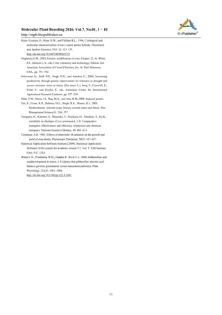 Mutagenic Effects of Ultraviolet Radiation on Growth and Agronomic ...