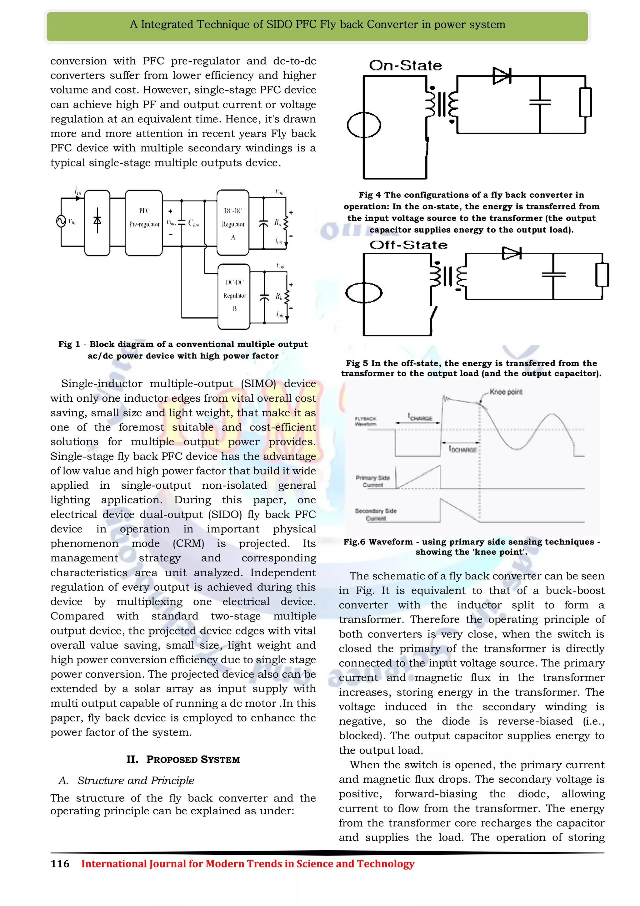 A Integrated Technique of SIDO PFC Fly back Converter in power system | PDF