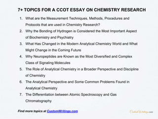 COMPLETE GUIDE ON WRITING A CCOT ESSAY ON CHEMISTRY RESEARCH | PPT