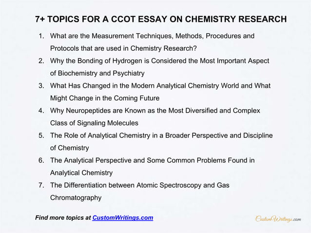 COMPLETE GUIDE ON WRITING A CCOT ESSAY ON CHEMISTRY RESEARCH | PPT