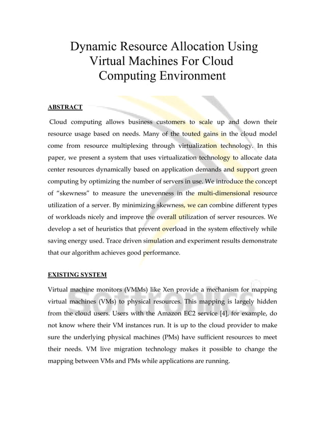33. dynamic resource allocation using virtual machines | PDF