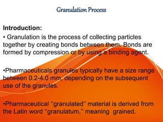 Granulation and Modern Equipments | PPTX