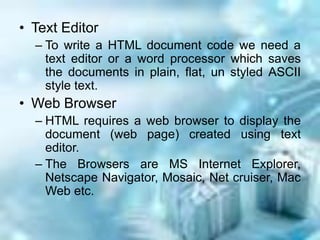 Computer language - HTML (Hyper Text Markup Language) | PPT