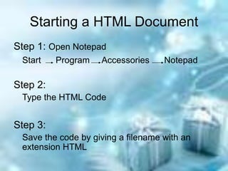 Computer language - HTML (Hyper Text Markup Language) | PPT