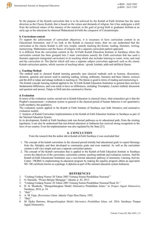 The Implementation of Curriculum at Kuttab Al-Fatih Surabaya | PDF | Islam | Religion & Spirituality