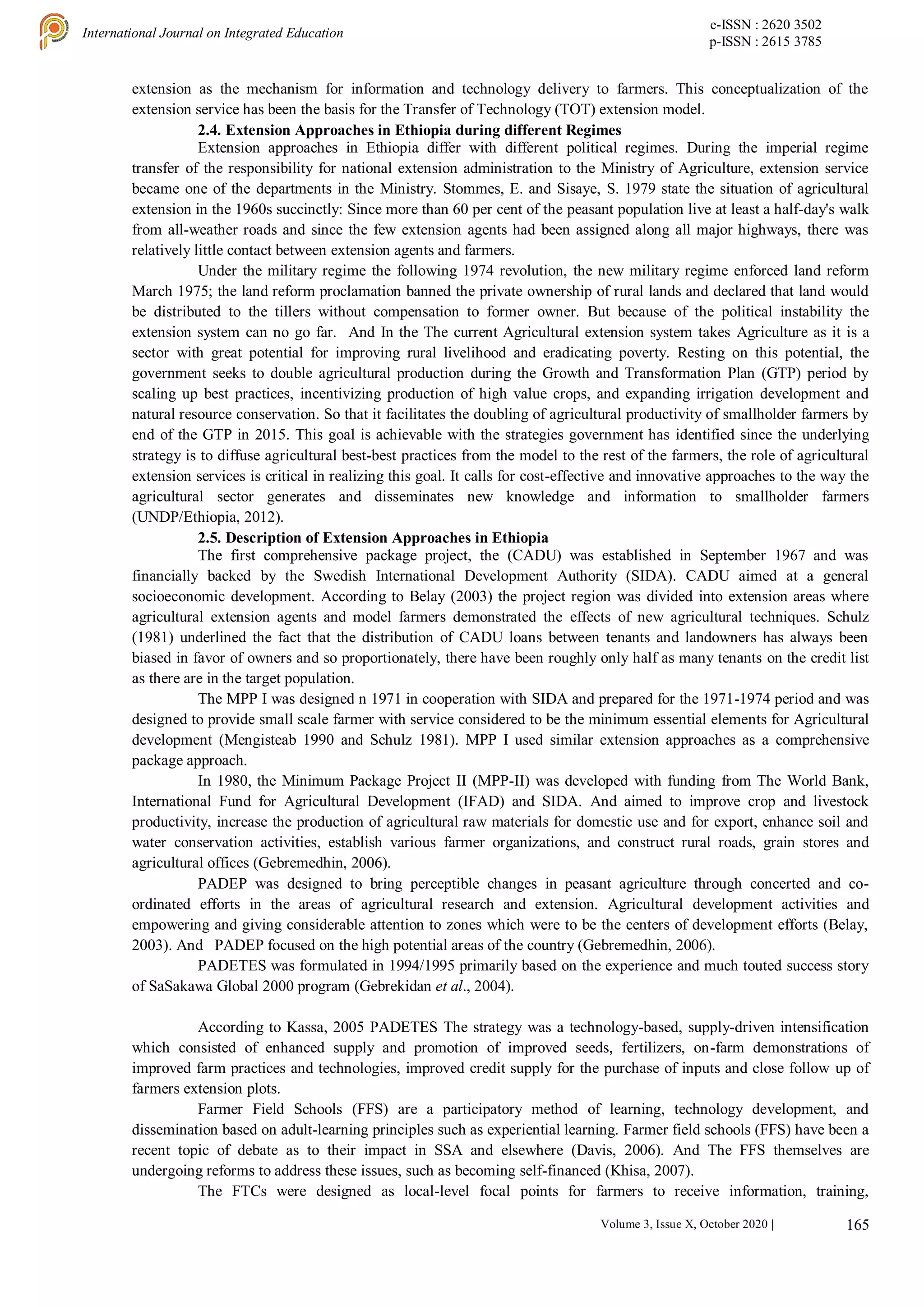 A Seminar Title On the History and Evolution of Agricultural Extension ...