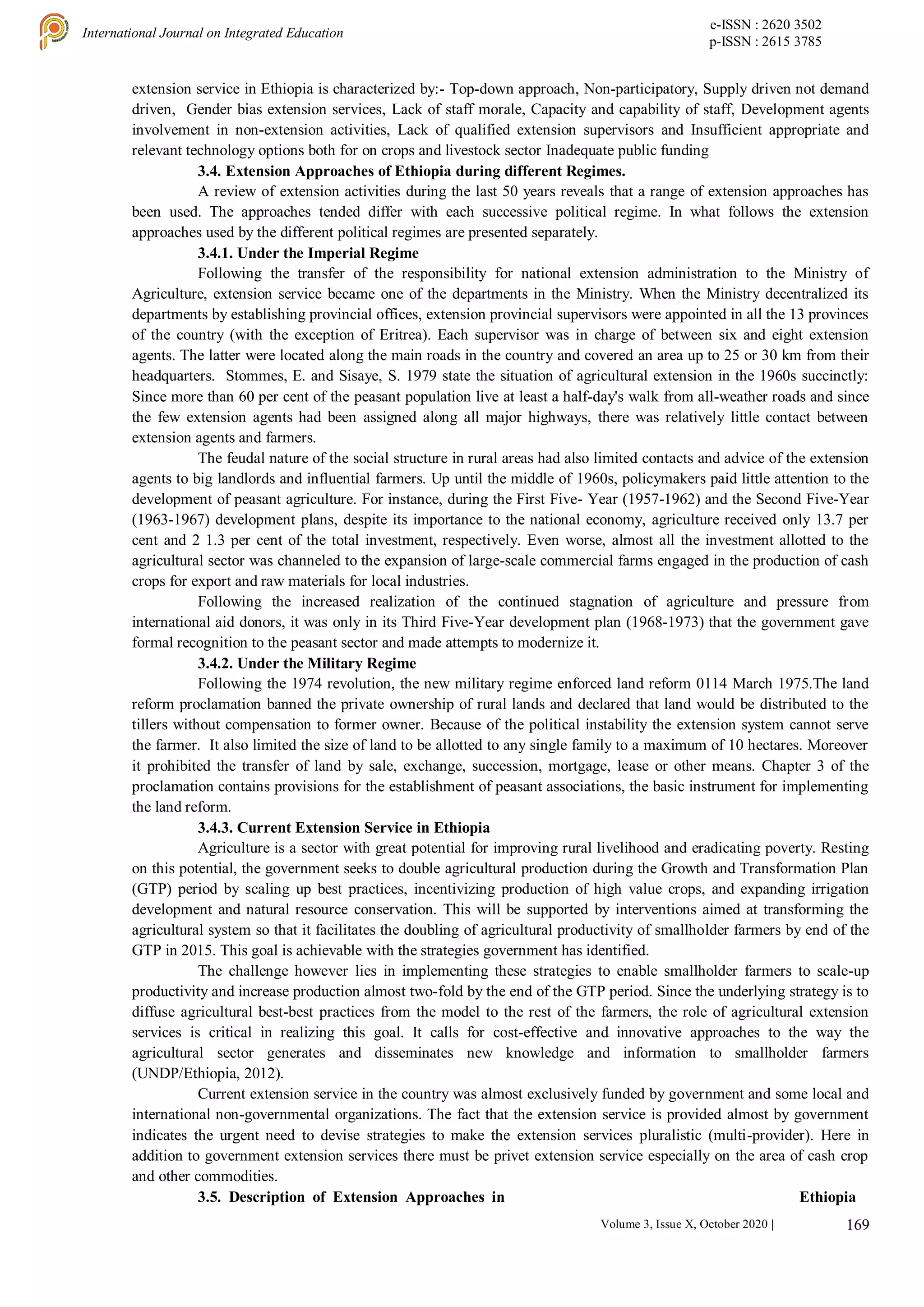 A Seminar Title On the History and Evolution of Agricultural Extension ...