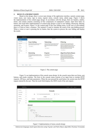 Indonesian language email spam detection using N-gram and Naïve Bayes algorithm | PDF