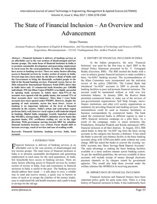 The State of Financial Inclusion – An Overview and Advancement | PDF